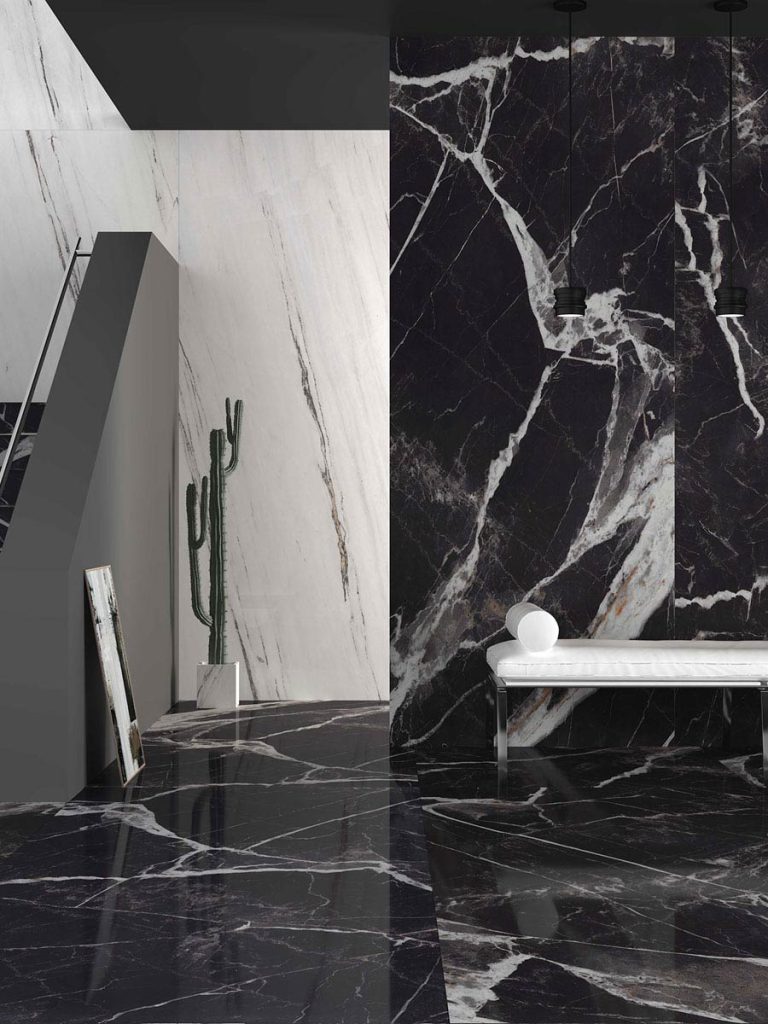 Calacatta Black- Marble Look Porcelain Slab| Architectural Design | Sansam